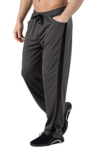 Gopune Men's Sweatpants with Zipper Pockets Open Bottom Workout Pants, for Athletic, Jogging, Training, Casual (Grey,M)