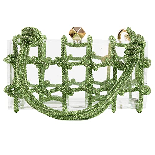 Diamante hand Bag. Rhinestone Evening bag. Hardbodied acrylic handbag. Gift for her. Sparkling rope handbag(Green