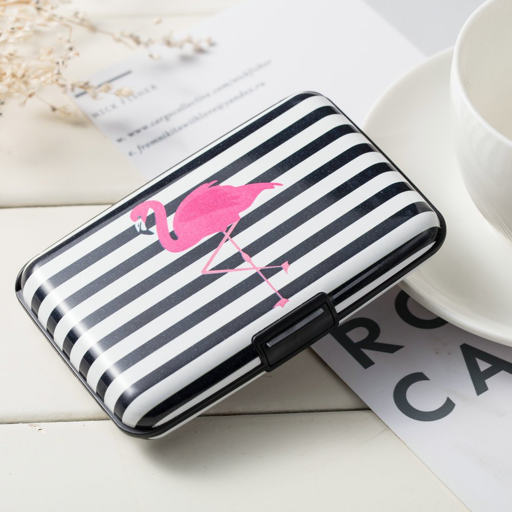 ELFISH Mini RFID Aluminum Wallet Credit Cards Holder Business Card Case Metal ID Case for Men Women (Crane)