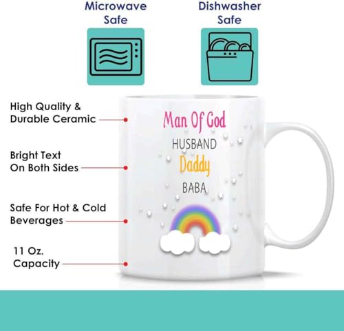 Christian Believers Gift, Wonderful Christmas Present for a Baba - Man Of God Prayers, Navy Multicolor Unisex Sweat 11 Oz White Ceramic Coffee Mug