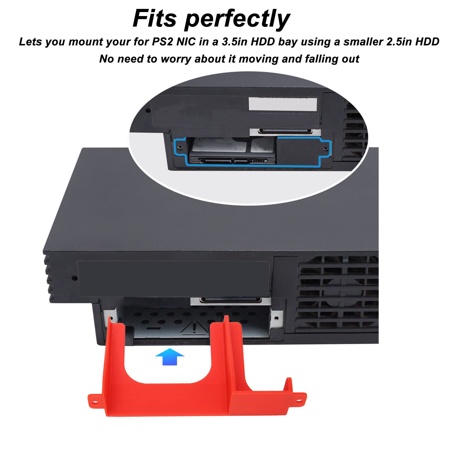 Hard Drive Spacer,2.5inch Hard Disk Bracket,3D Printing Hard Disk Stand Holder Game Console Gaming Accessories for PS2 SCPH 30000 SCPH 50000 Console (Red)