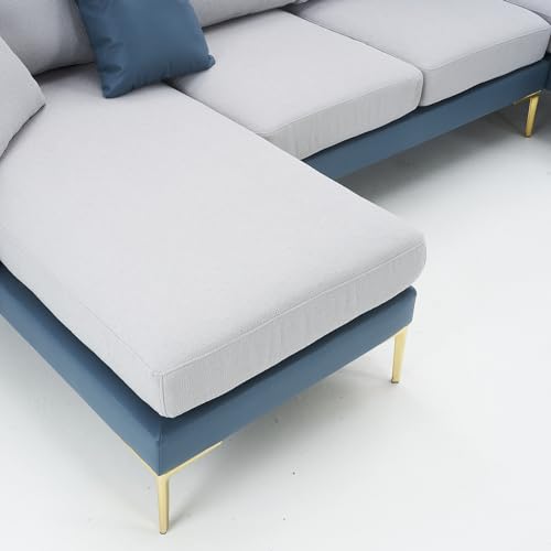 HANLIVES 108.5 Inch 4-Seat Sofa Couch,Modern Fabric U Shaped Living Room Furniture Set with 4 Throw Pillows,Upholstered 4 Seater Sectional Sleeper Sofa with Thicken Foam for Bedroom Office Apartment