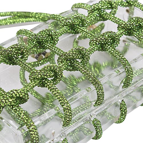Diamante hand Bag. Rhinestone Evening bag. Hardbodied acrylic handbag. Gift for her. Sparkling rope handbag(Green
