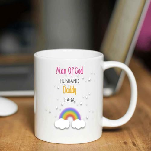 Christian Believers Gift, Wonderful Christmas Present for a Baba - Man Of God Prayers, Navy Multicolor Unisex Sweat 11 Oz White Ceramic Coffee Mug