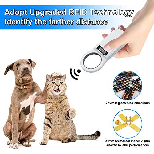 Alacrity Bluetooth Animal Microchip Tag Reader Scanner Wireless RFID Animal Handheld Reader Pet ID Scanner Rechargeable Animal Chip Scanner Pet Tag Scanner FDX-B(ISO 11784/11785) ID64 RFID