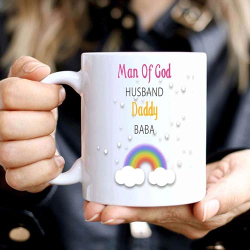 Christian Believers Gift, Wonderful Christmas Present for a Baba - Man Of God Prayers, Navy Multicolor Unisex Sweat 11 Oz White Ceramic Coffee Mug