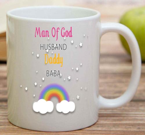 Christian Believers Gift, Wonderful Christmas Present for a Baba - Man Of God Prayers, Navy Multicolor Unisex Sweat 11 Oz White Ceramic Coffee Mug