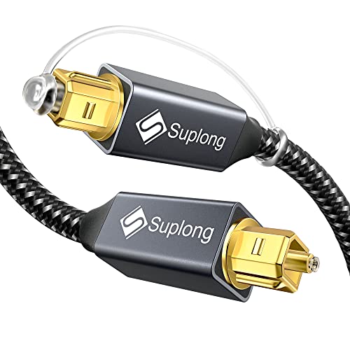 Suplong Optical Digital Audio Cable 6ft/1.8m Fiber Optical Audio Cable Toslink S/PDIF (Nylon Braided,Gold-Plated) for Sound Bar, TV, Sony, Samsung, Bose, LG, Vizio, Sonos