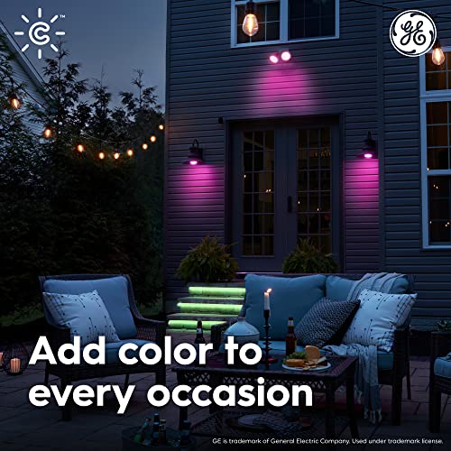 GE CYNC Smart LED Light Bulbs, Color Changing Lights, Bluetooth and Wi-Fi Lights,Compatible with Alexa and Google Home, PAR38 Outdoor Floodlight Bulbs (4 Pack)