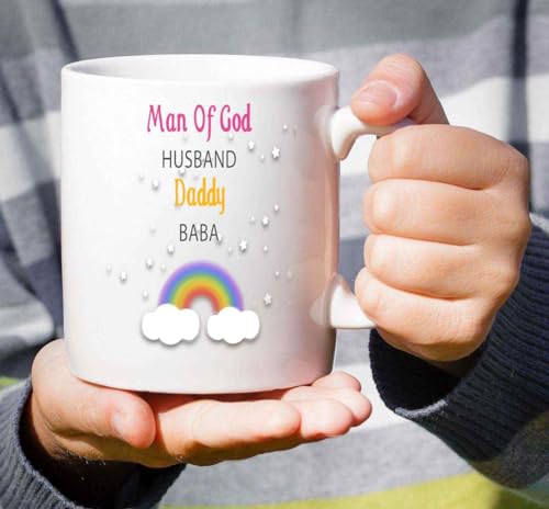 Christian Believers Gift, Wonderful Christmas Present for a Baba - Man Of God Prayers, Navy Multicolor Unisex Sweat 11 Oz White Ceramic Coffee Mug