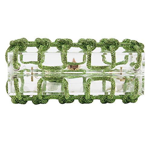 Diamante hand Bag. Rhinestone Evening bag. Hardbodied acrylic handbag. Gift for her. Sparkling rope handbag(Green