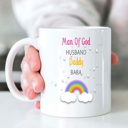Christian Believers Gift, Wonderful Christmas Present for a Baba - Man Of God Prayers, Navy Multicolor Unisex Sweat 11 Oz White Ceramic Coffee Mug