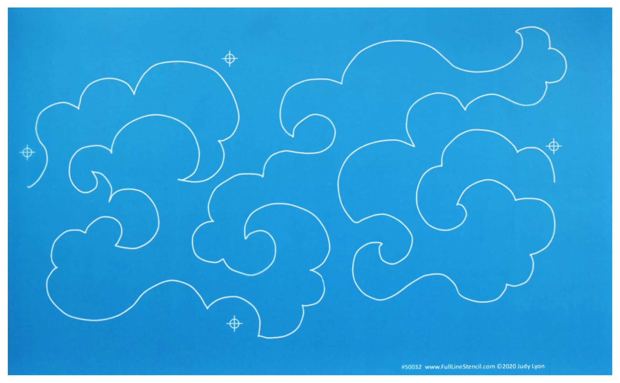 Full Line Stencil 3-Pack Edge to Edge - Cloudy Skies, Large Stipple Meander, & I Love It - Continuous Line Templates for Free Motion Quilting, Domestic Machine, Hand, Long-Arm Quilting