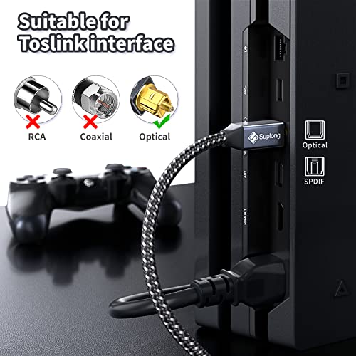 Suplong Optical Digital Audio Cable 6ft/1.8m Fiber Optical Audio Cable Toslink S/PDIF (Nylon Braided,Gold-Plated) for Sound Bar, TV, Sony, Samsung, Bose, LG, Vizio, Sonos