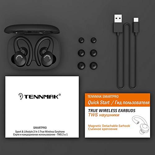 TENNMAK 2 in 1 Sport & Casual True Wireless Earbuds, SMARTPRO Bluetooth Headphones in Ear Wireless TWS Earbuds with Mic Earphones, Gaming & Music Mode /2EQ Sound/Volume Control / IPX5 Waterproof