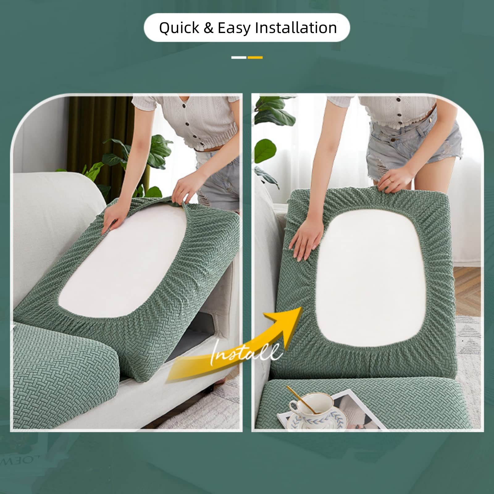 Jonuiony Universal Sofa Slipcover, 2024 New Wear-Resistant Sofa Cover, L Shape Sectional Couch Covers, Separate Cushion Couch Chaise Cover, High Stretch Furniture Protector (Dark Grey,Large 1 Seat)