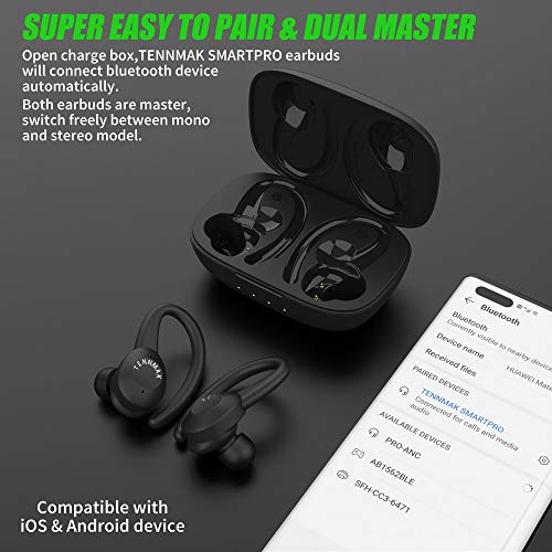 TENNMAK 2 in 1 Sport & Casual True Wireless Earbuds, SMARTPRO Bluetooth Headphones in Ear Wireless TWS Earbuds with Mic Earphones, Gaming & Music Mode /2EQ Sound/Volume Control / IPX5 Waterproof