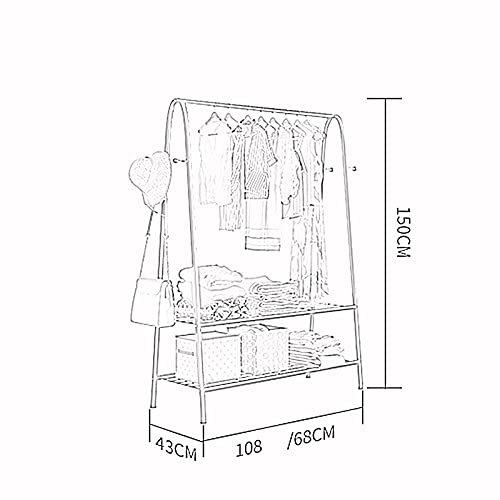 FAXIOAWA Coat Racks Clothes Rail Garment Rack with Shelves Metal Garment Display Stand Cloth Drying Rack Hanger for Hanging Clothes Boxes Shoes Boots/108X43X150Cm