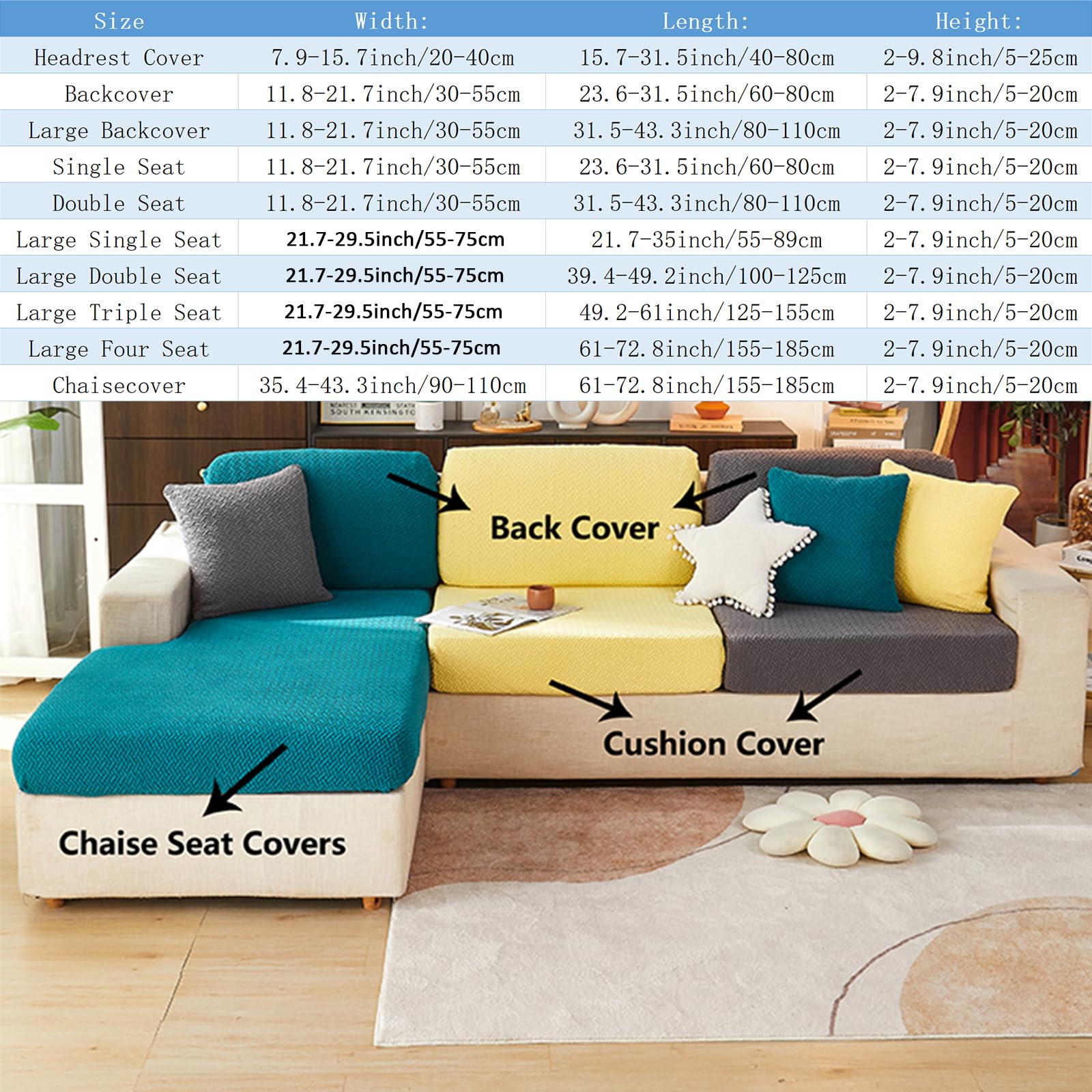 Jonuiony Universal Sofa Slipcover, 2024 New Wear-Resistant Sofa Cover, L Shape Sectional Couch Covers, Separate Cushion Couch Chaise Cover, High Stretch Furniture Protector (Dark Grey,Large 1 Seat)