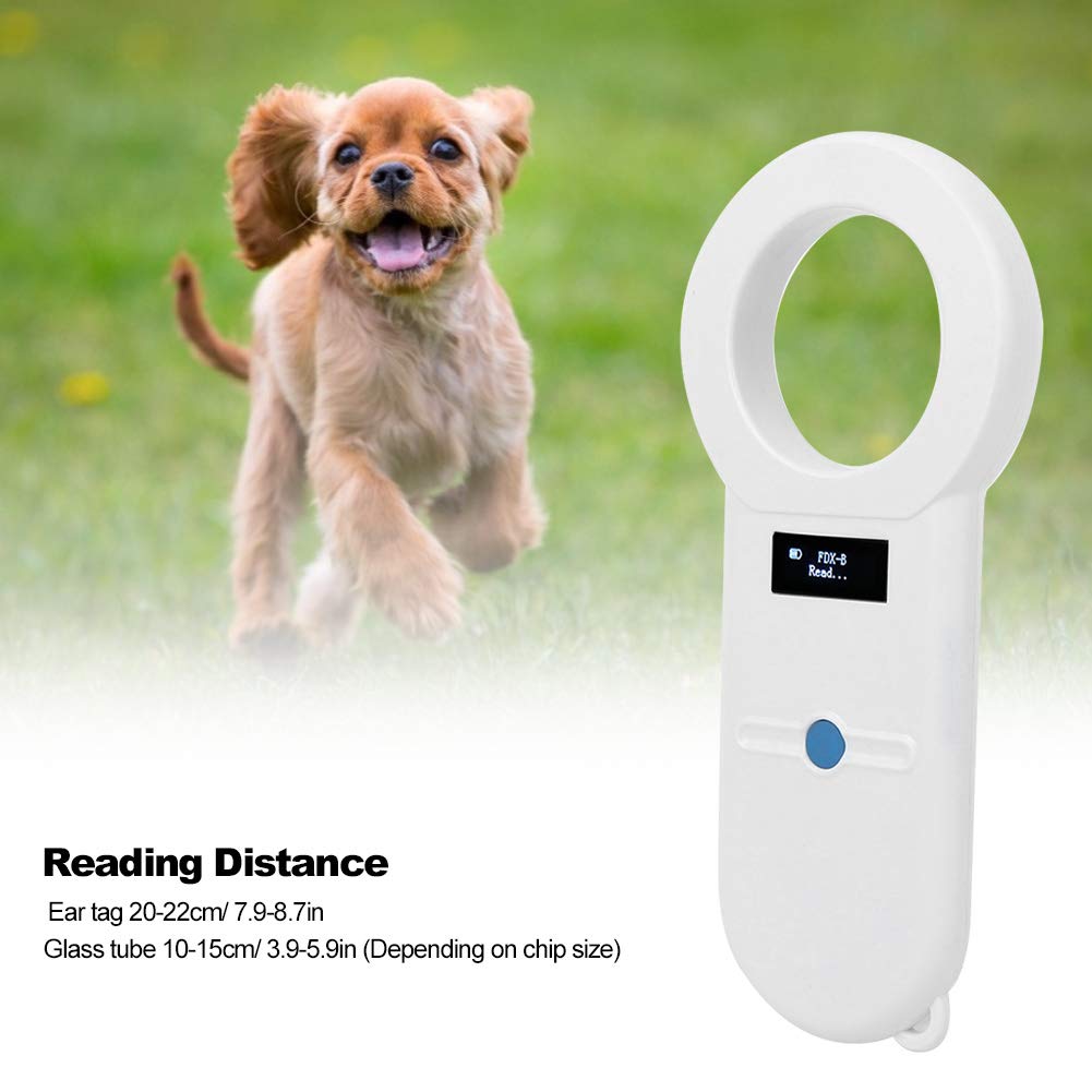 Pet Microchip Scanner, 134.2kHz Pet ID Scanner, Rechargeable Pet Tag Scanner IOS11784/IOS11785/FDX‑B, Universal RFID Animal Handheld Reader with OLED Display for Animal/Pets/Dogs/Cats/Pigs