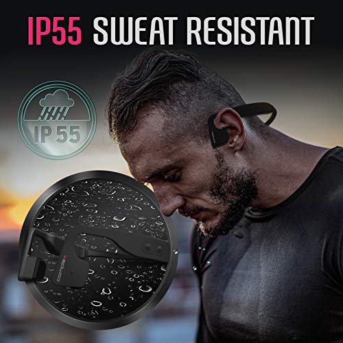 Bluetooth Bone Conduction Headphones - Open Ear Stereo Sport Running Headset w/ Revolutionary Bone Induction Technology for Smart Cycling and Sports, Wireless Bluetooth Audio,Black (PSWBT550.5)