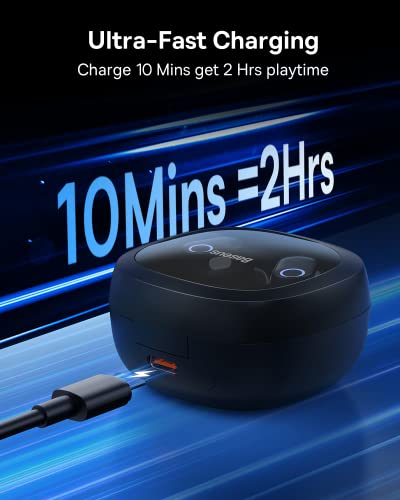 Baseus Wireless Earbuds, 50 Hrs Playback Bluetooth 5.3 Anti-Loss Bluetooth Headphones LED Power Display 60ms Low-Latency Fast-Charging in-Ear Earphone for iPhone and Android (Bowie WM02+)