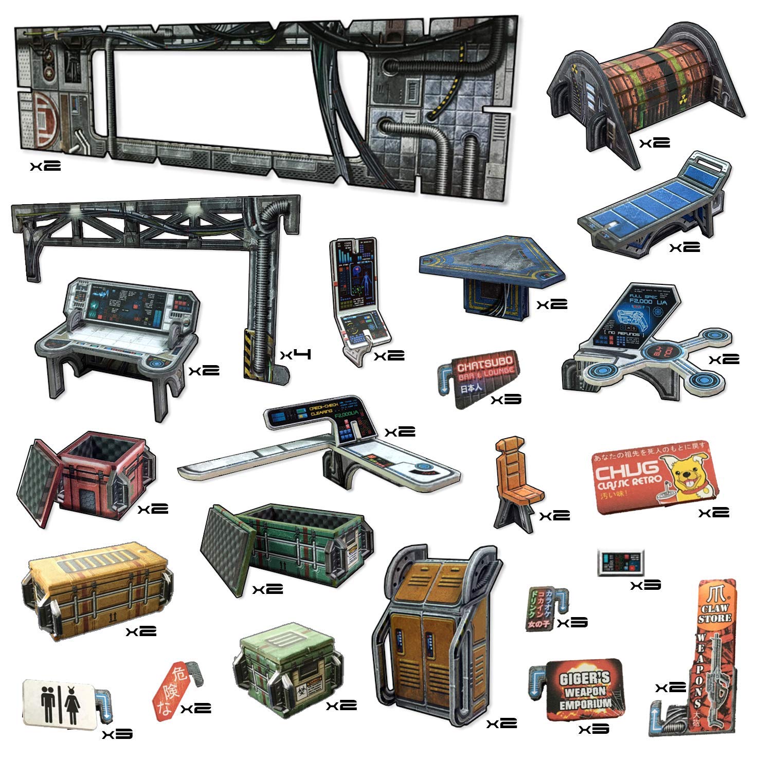 Battle Systems Sci-fi Terrain Cyberpunk Core Set - 28-35mm RPG/Wargames / 40k Necromunda Card Scenery