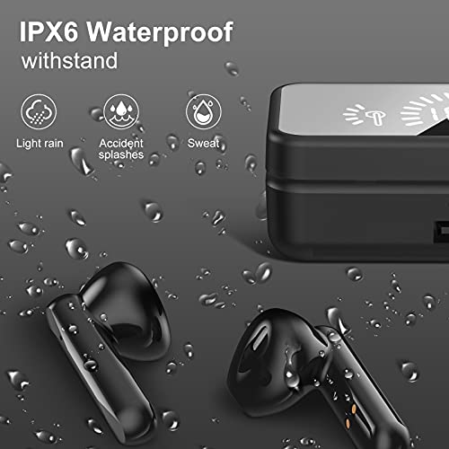 KBCASE Bluetooth Headphones Wireless Earbud Headphones in-Ear Earphones with Charging Case LED Power Display Earphones with Mic, Bluetooth Headset for Phone/Sport/Android