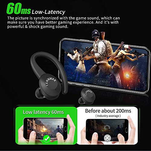 TENNMAK 2 in 1 Sport & Casual True Wireless Earbuds, SMARTPRO Bluetooth Headphones in Ear Wireless TWS Earbuds with Mic Earphones, Gaming & Music Mode /2EQ Sound/Volume Control / IPX5 Waterproof