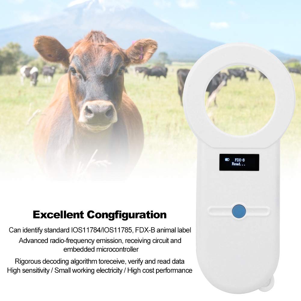 Pet Microchip Scanner, 134.2kHz Pet ID Scanner, Rechargeable Pet Tag Scanner IOS11784/IOS11785/FDX‑B, Universal RFID Animal Handheld Reader with OLED Display for Animal/Pets/Dogs/Cats/Pigs