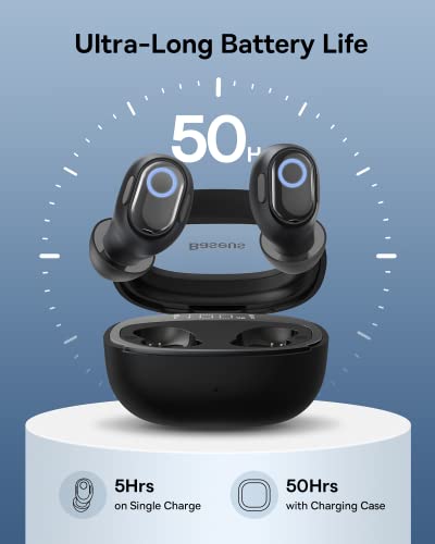 Baseus Wireless Earbuds, 50 Hrs Playback Bluetooth 5.3 Anti-Loss Bluetooth Headphones LED Power Display 60ms Low-Latency Fast-Charging in-Ear Earphone for iPhone and Android (Bowie WM02+)