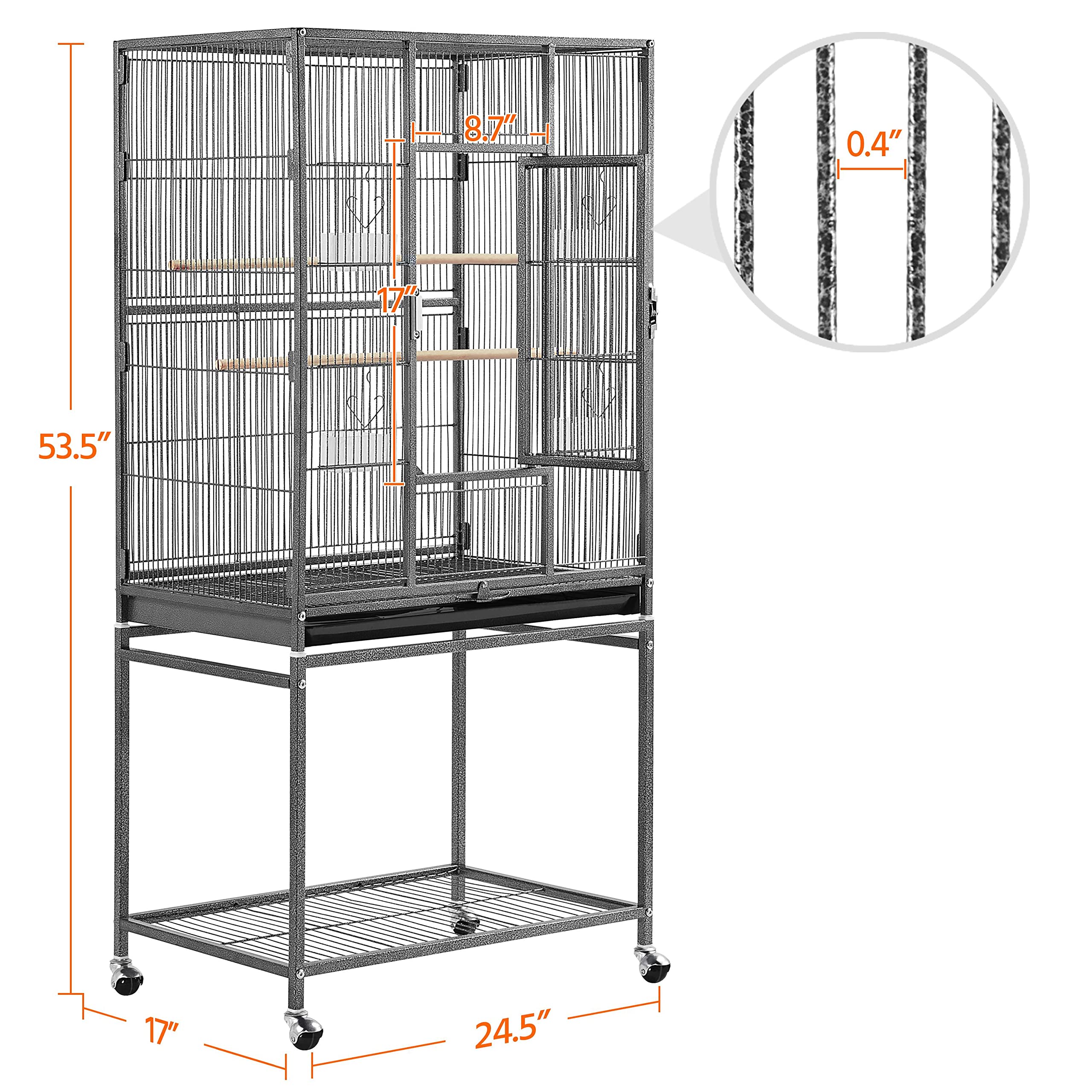Yaheetech 54-inch Wrought Iron Standing Large Parrot Parakeet Flight Bird Cage for Small Parrot Sun Parakeet Green Cheek Conure Lovebird Budgie Finch Canary Bird Cage with Stand
