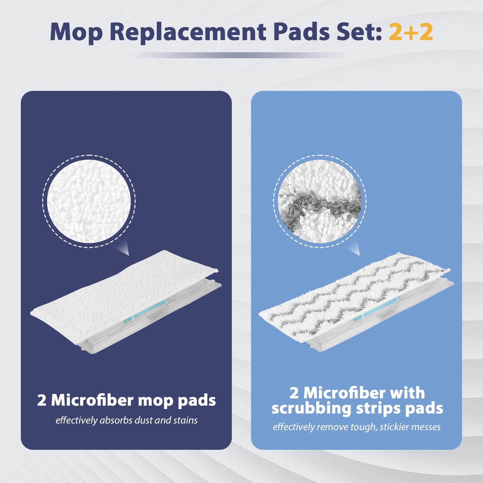 Steam Mop Replacement Pads for Shark Vacmop - 4 Pack Reusable Mop Pads - Compatible with Shark Vacmop VM252, VM250, VM200, VM190 Models - Washable Vacuum Mop Pad Refills - Suitable for All Hard Floors