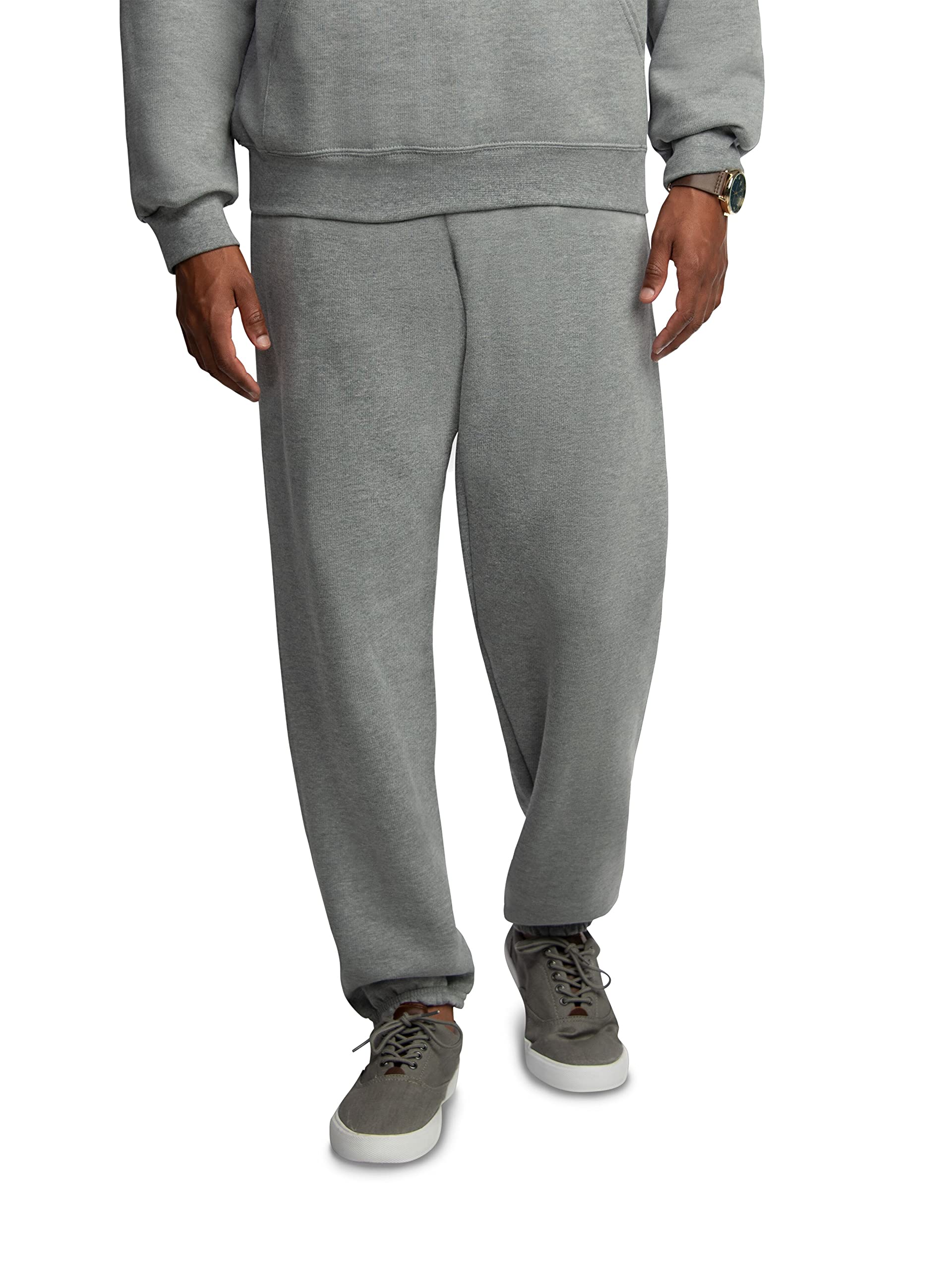 Fruit Of The Loom Mens Eversoft Fleece Elastic Bottom With Pockets, Relaxed Fit, Moisture Wicking, Breathable Sweatpants, Grey Heather, X-Large US