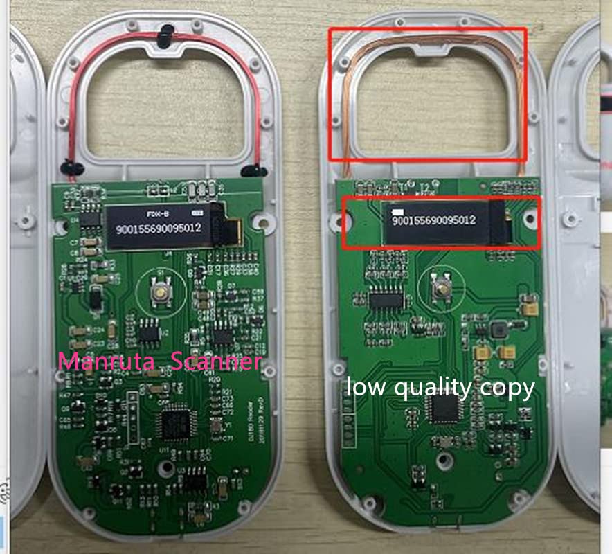 Manruta Pet ID Microchip Scanner and Reader Portable for Dogs and Cats ,134.2khz FDX-B ISO 11784/11785 with Microchip Collar Tag Gift