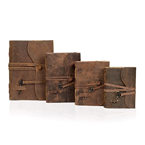 cuero Vintage Leather Journal - Antique Handmade Leather Bound journal with deckle edge paper for Men And Women Diary - Leather Sketchbook - Drawing Journal Notebook - Great Gift (5 by 7 inch)
