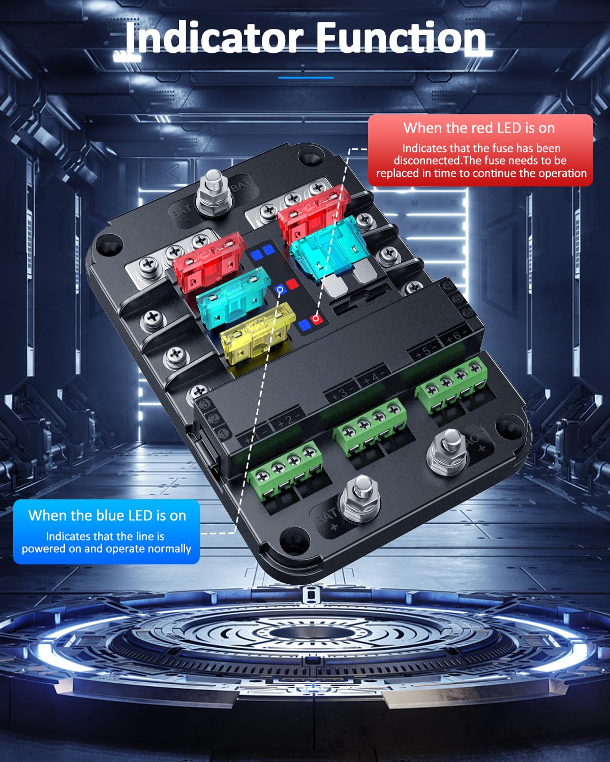RANDPOW 12V Fuse Block, Upgraded 6 Circuit 12 Volt Blade Fuse Box Kit with Electrical Switch, ACC Interface, and LED Indicator, Fuse Panel Relay Box Kit for 12V/24V Automotive Marine Truck Car Boat RV