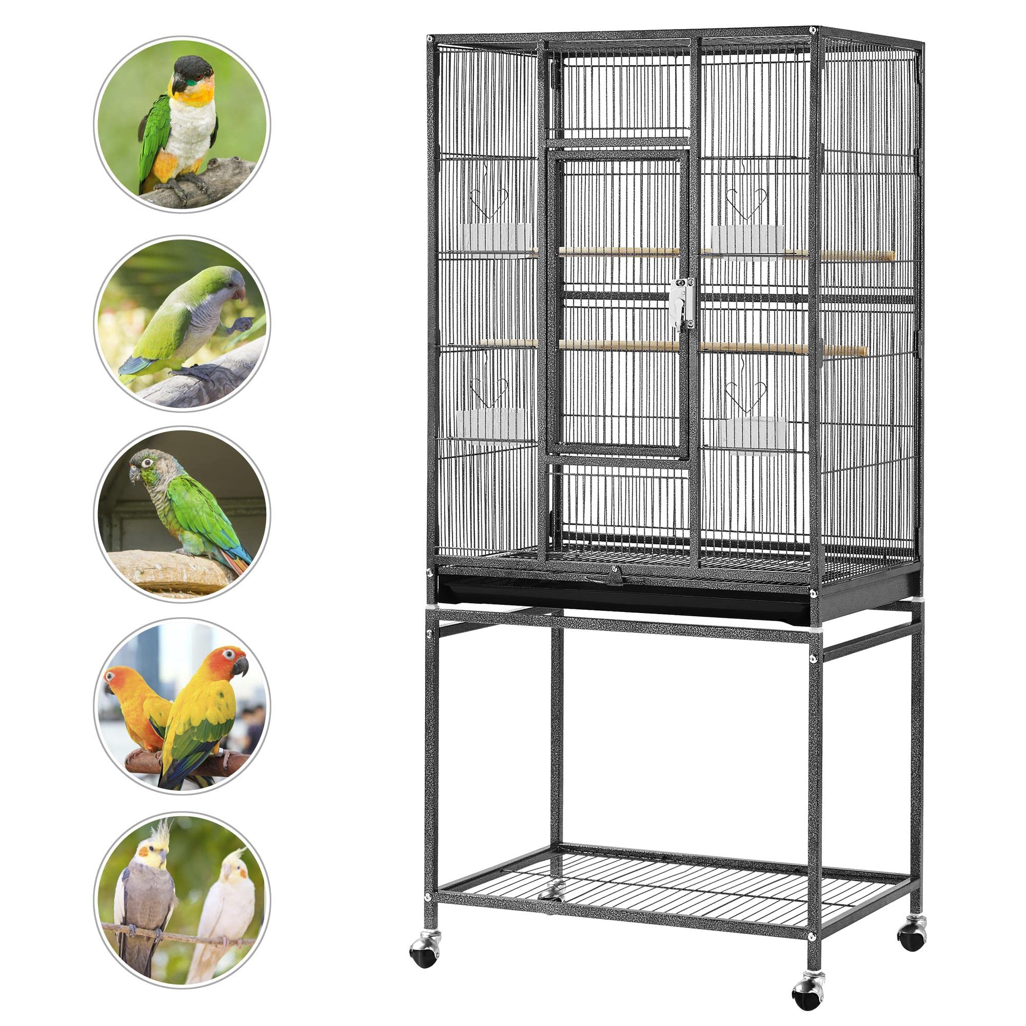 Yaheetech 54-inch Wrought Iron Standing Large Parrot Parakeet Flight Bird Cage for Small Parrot Sun Parakeet Green Cheek Conure Lovebird Budgie Finch Canary Bird Cage with Stand