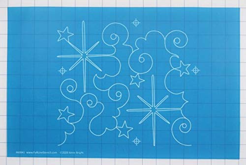 Hancy Creations Christmas Holiday Bundle, Pack of 3 Full Line Stencils, #40005 White Winter with Snowman Border, #60041 Christmas Star, #60042 Christmas Lights (40005, 60041, 60042)