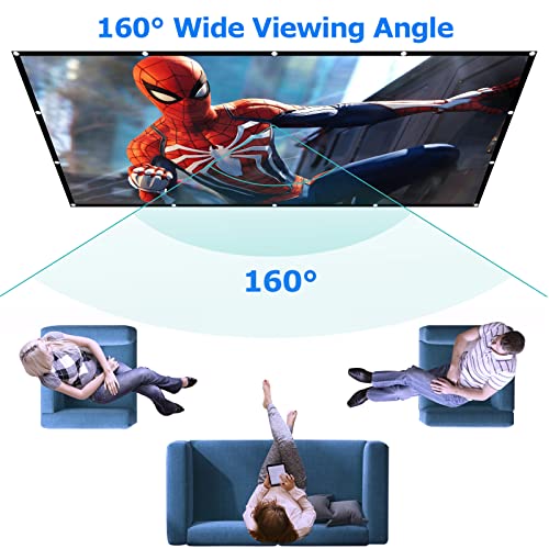 YOWHICK Projection Screen 120 inch, 16:9 Foldable Anti-Crease Portable Projector Movies Screens for Home Theater Outdoor Indoor Support Double Sided Projection, Washable