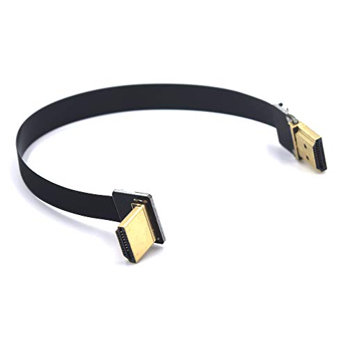 Kework FPV HDMI Cable, 20cm FPV HDMI Slim Flat Cable, 90 Degree Upward Standard HDMI Male Interface to Standard HDMI Male Interface for RED BMCC FS7 C300 (Single Upward)