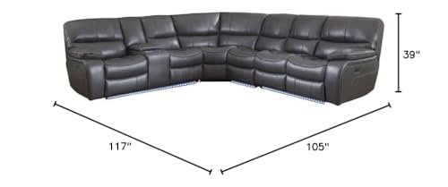 Homelegance 4 Piece Pecos Power Reclining Sectional with LED, Gray