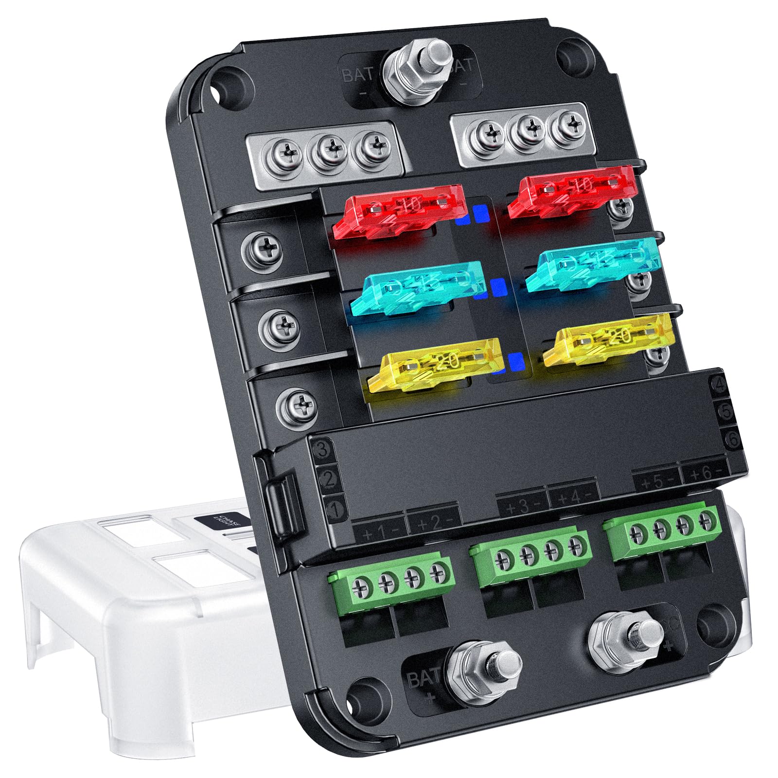 RANDPOW 12V Fuse Block, Upgraded 6 Circuit 12 Volt Blade Fuse Box Kit with Electrical Switch, ACC Interface, and LED Indicator, Fuse Panel Relay Box Kit for 12V/24V Automotive Marine Truck Car Boat RV