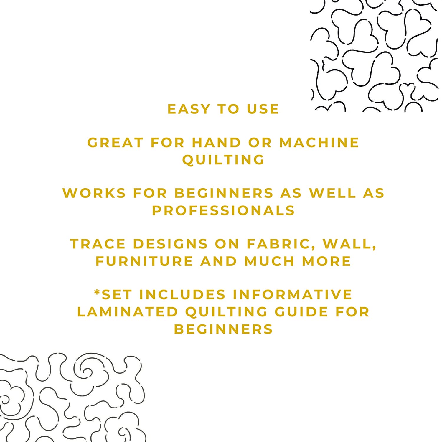 Quilting Stencils for Machine and Hand Quilting - 2 Quilting Stencils for Background Patterns - Rose Stipple, Heart Stipple Plastic Quilt Stencil Set with Guide