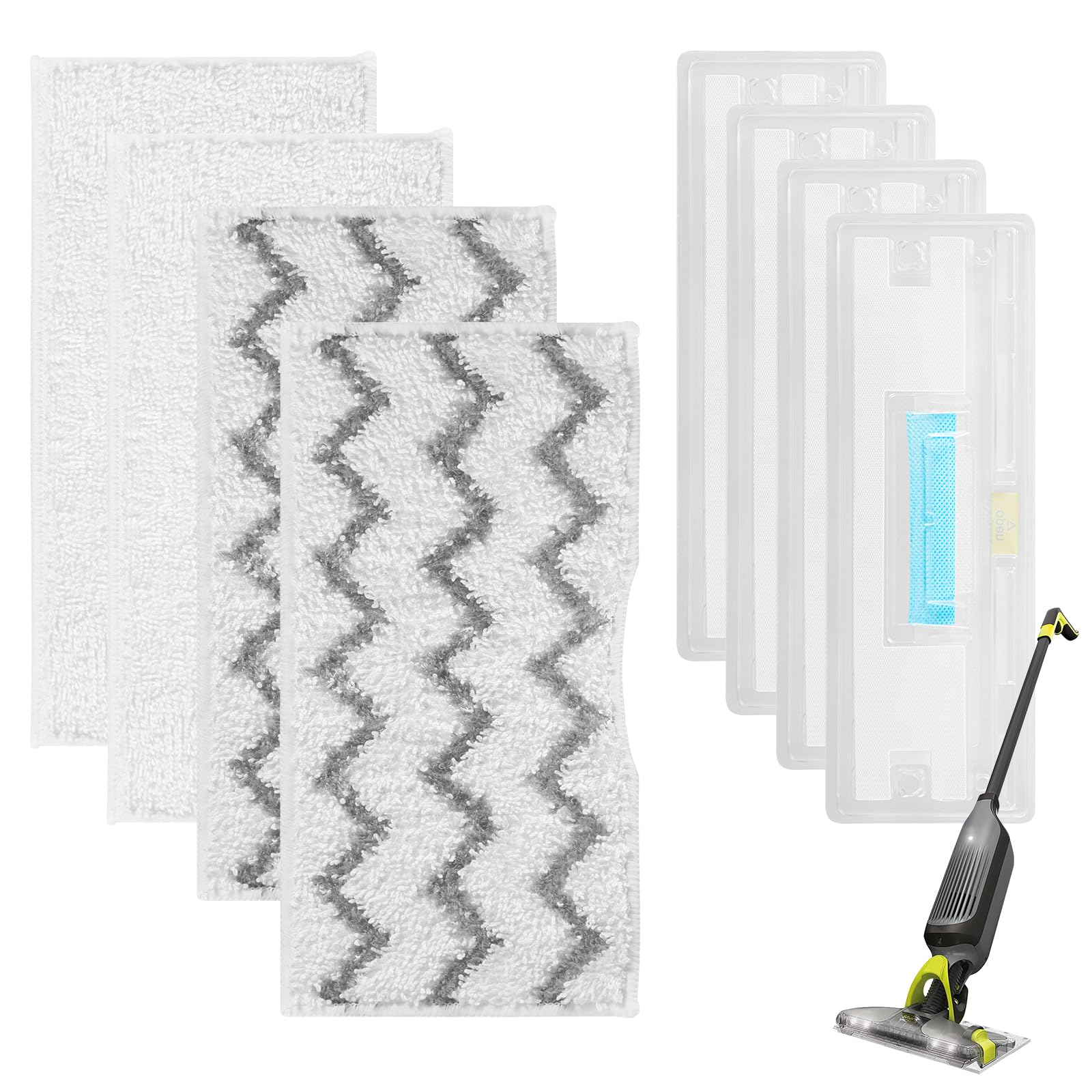 Steam Mop Replacement Pads for Shark Vacmop - 4 Pack Reusable Mop Pads - Compatible with Shark Vacmop VM252, VM250, VM200, VM190 Models - Washable Vacuum Mop Pad Refills - Suitable for All Hard Floors