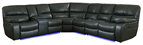 Homelegance 4 Piece Pecos Power Reclining Sectional with LED, Gray