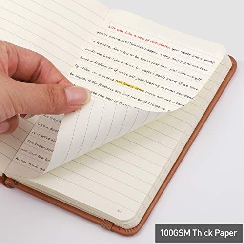 RETTACY Pocket Notebooks,2-Pack Small Notebook Hardcover Mini Journal with 312 Pages,100gsm Thick Lined Paper with Inner Pockets & Page Numbering,3.5" x 5.5"