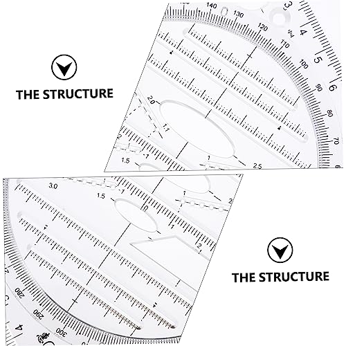 3 Pcs Drawing Millions of Feet Patchwork Ruler Circle Stencil Interior Design Ruler Clear Quilters Ruler Quilting Stencils Geometric Drawings Templates Plastic Plotter Round Child