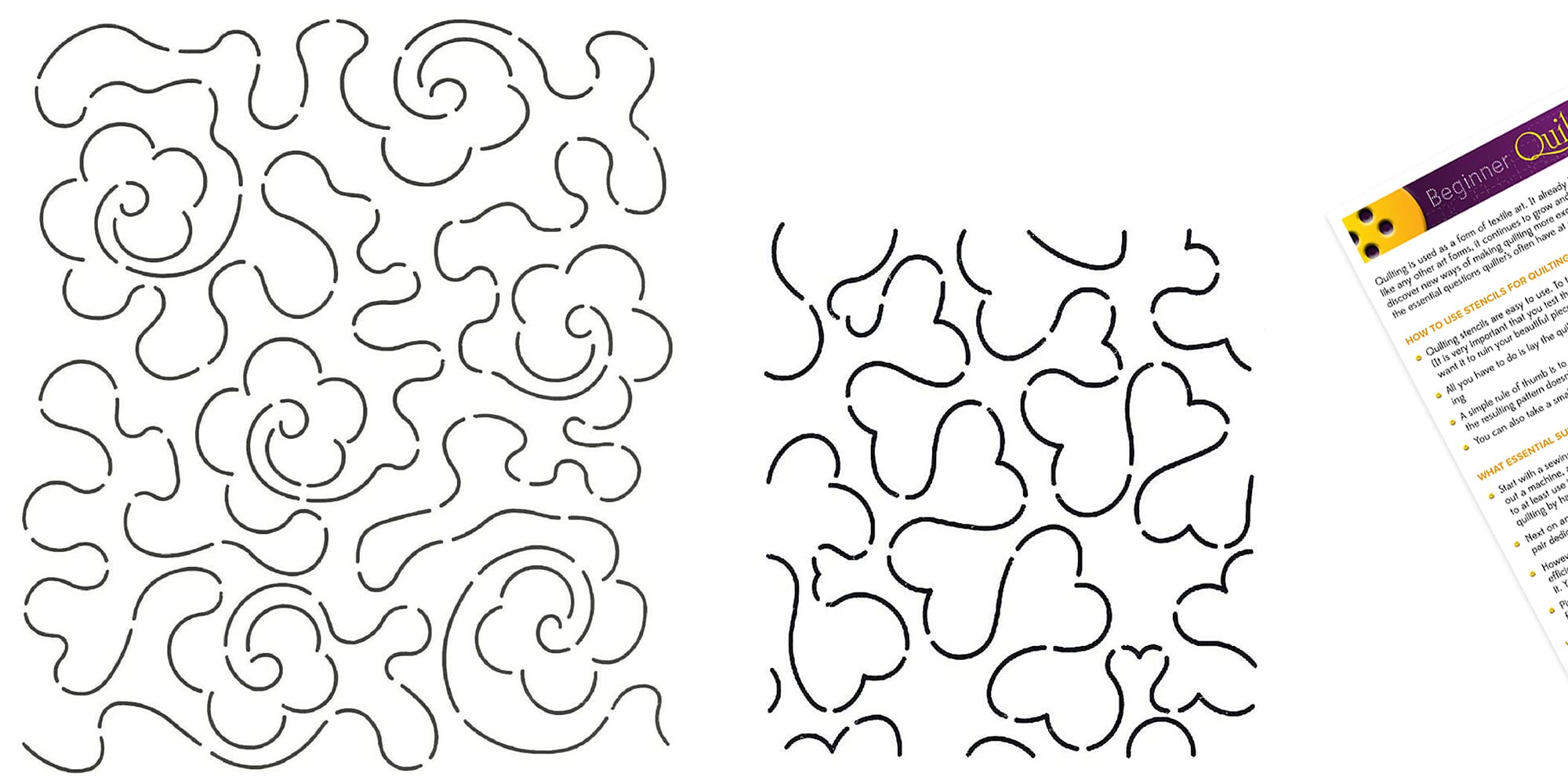 Quilting Stencils for Machine and Hand Quilting - 2 Quilting Stencils for Background Patterns - Rose Stipple, Heart Stipple Plastic Quilt Stencil Set with Guide
