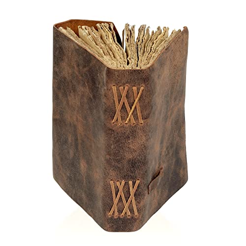 Large Vintage Leather Journal - Antique Handmade Leather Bound journal with deckle edge paper for Men And Women Diary - Leather Sketchbook - Drawing Journal Notebook - Great Gift (Vintage Brown,8"x6")